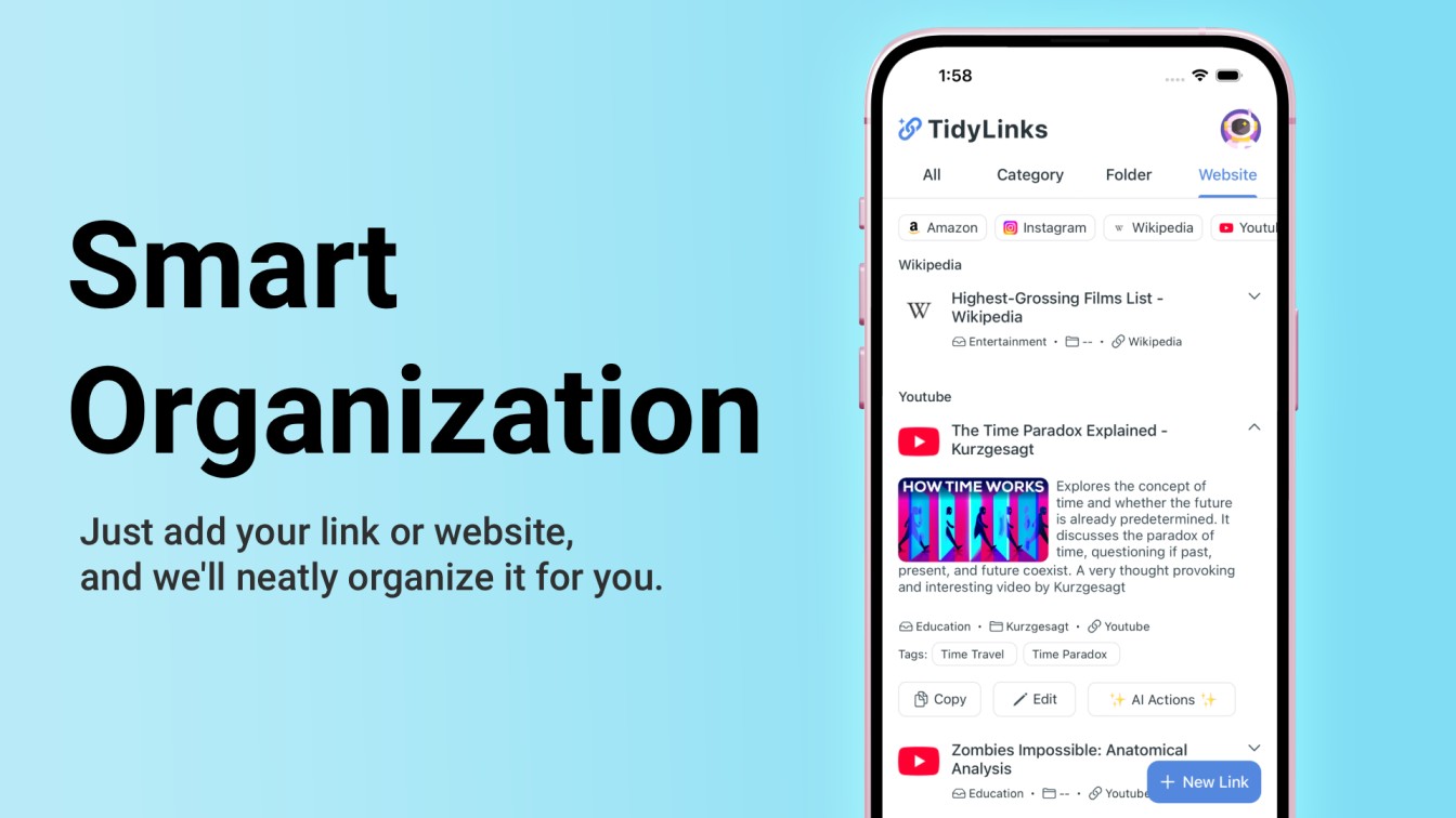 From Link Chaos to AI Clarity: The Ultimate Bookmark Manager for Your iPhone and Android | Tidy ...